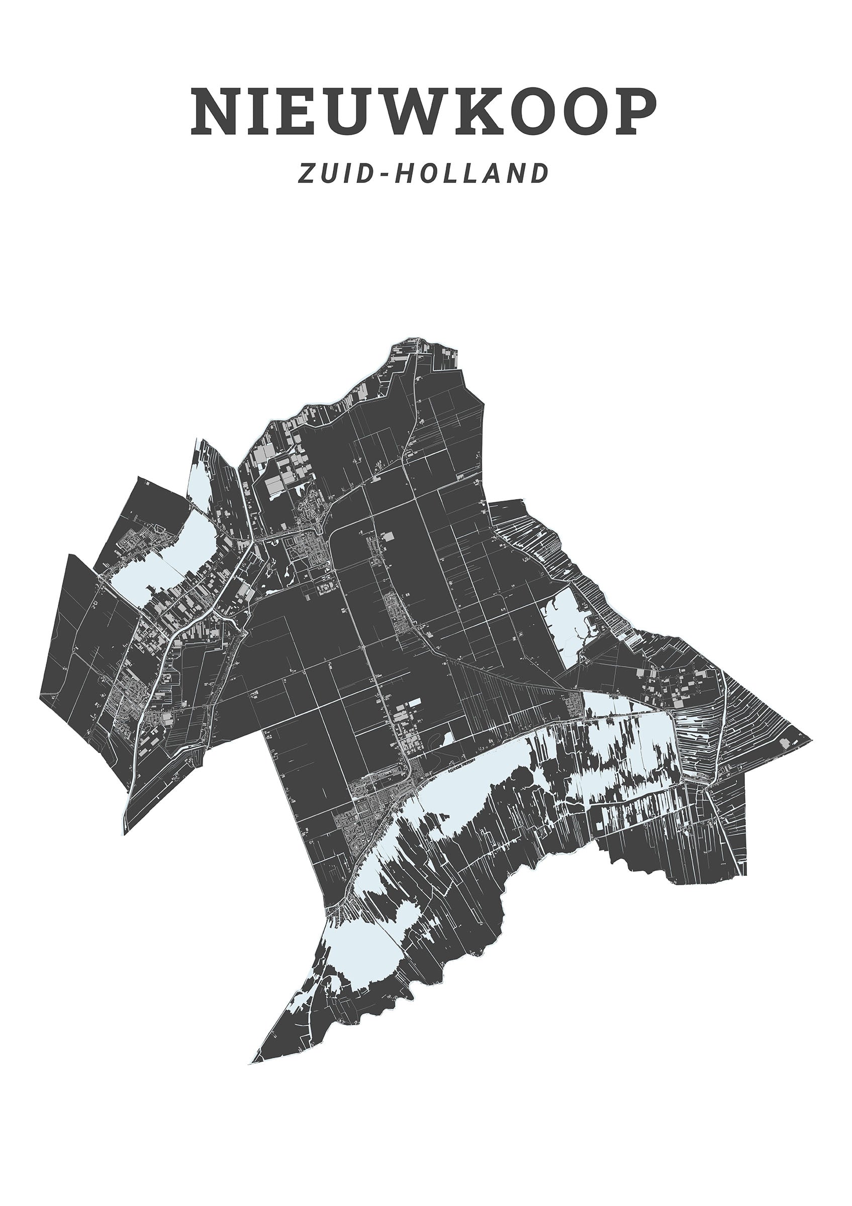 Kaart van de gemeente Nieuwkoop op poster, dibond, acrylglas en meer ...