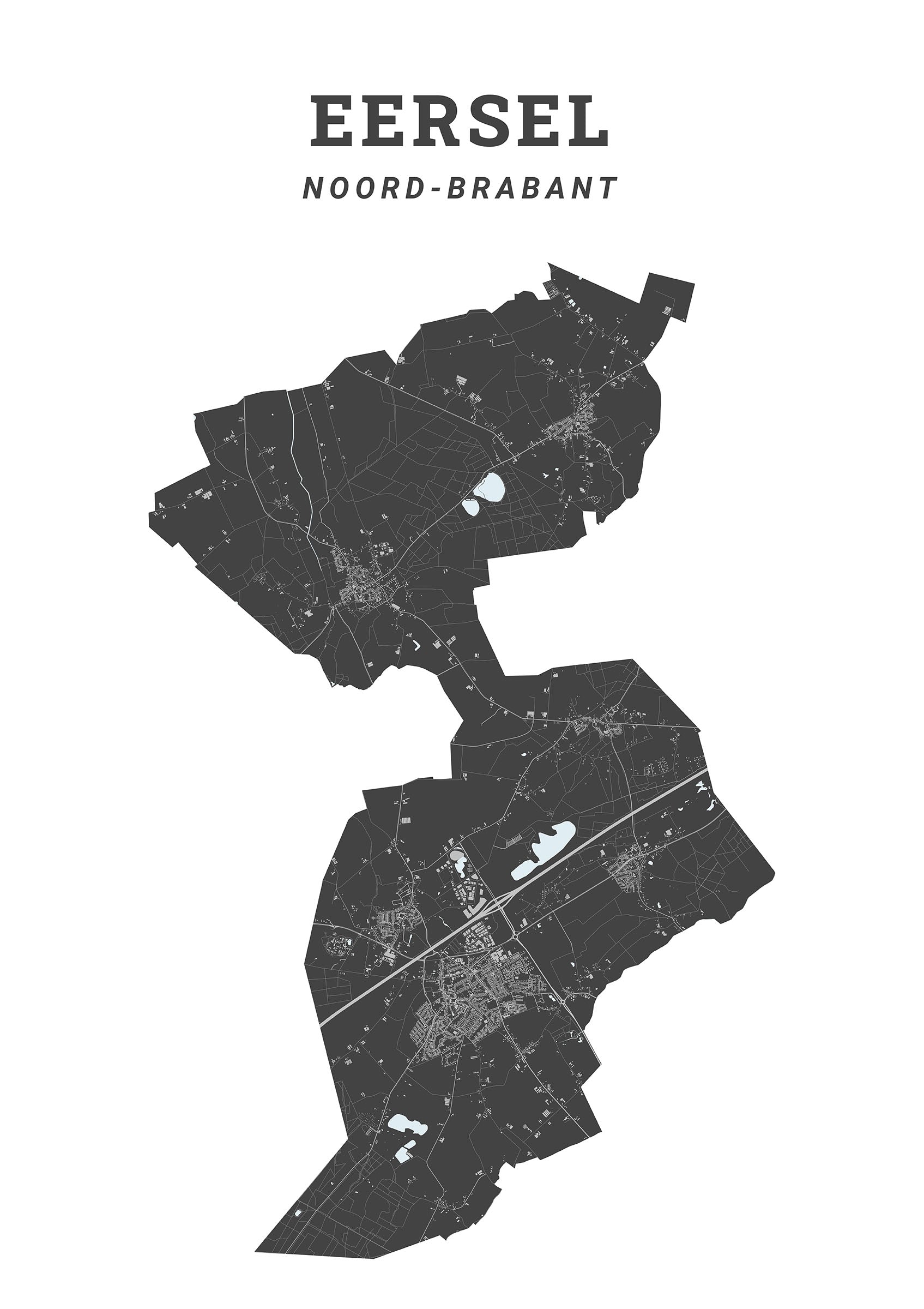 Kaart van de gemeente Eersel op poster, dibond, acrylglas en meer ...