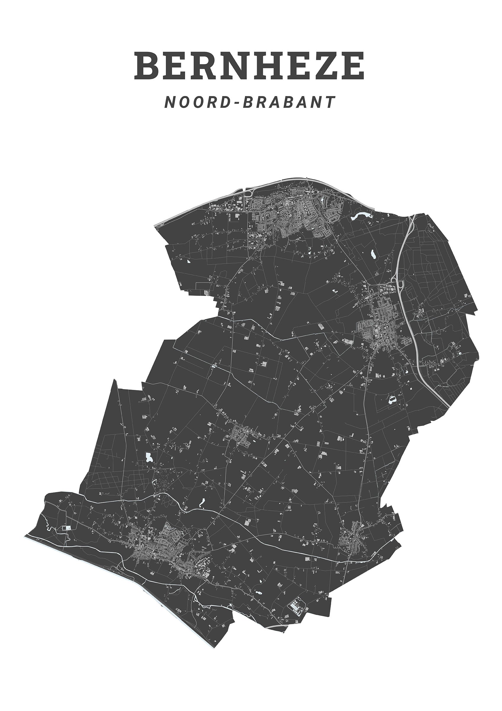 Kaart van de gemeente Bernheze op poster, dibond, acrylglas en meer ...