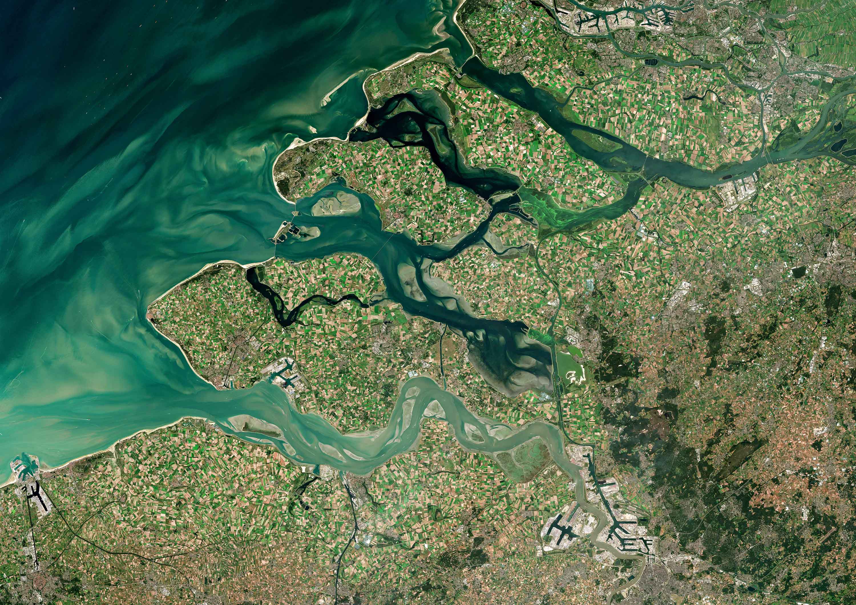 Satellietfoto Zeeland op poster, dibond, acryl en meer - Earth Art